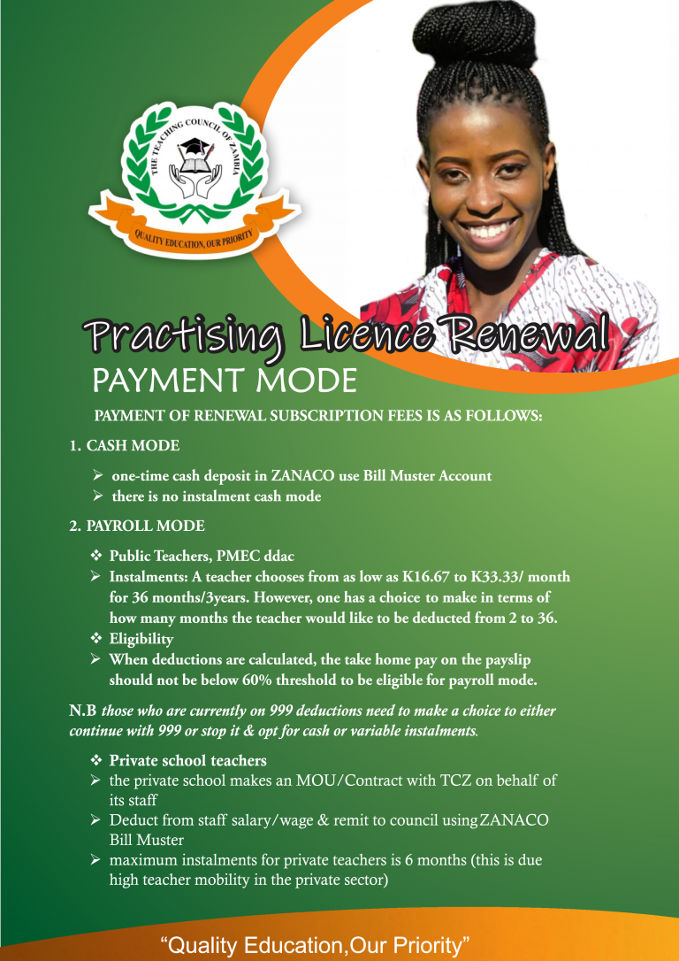 Practicing License Renewal – The Teaching Council of Zambia